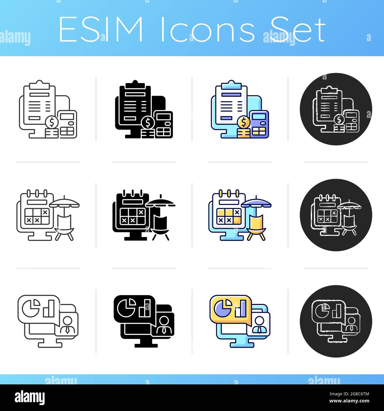 Work tracking gradient icons set Stock Vector Image & Art - Alamy