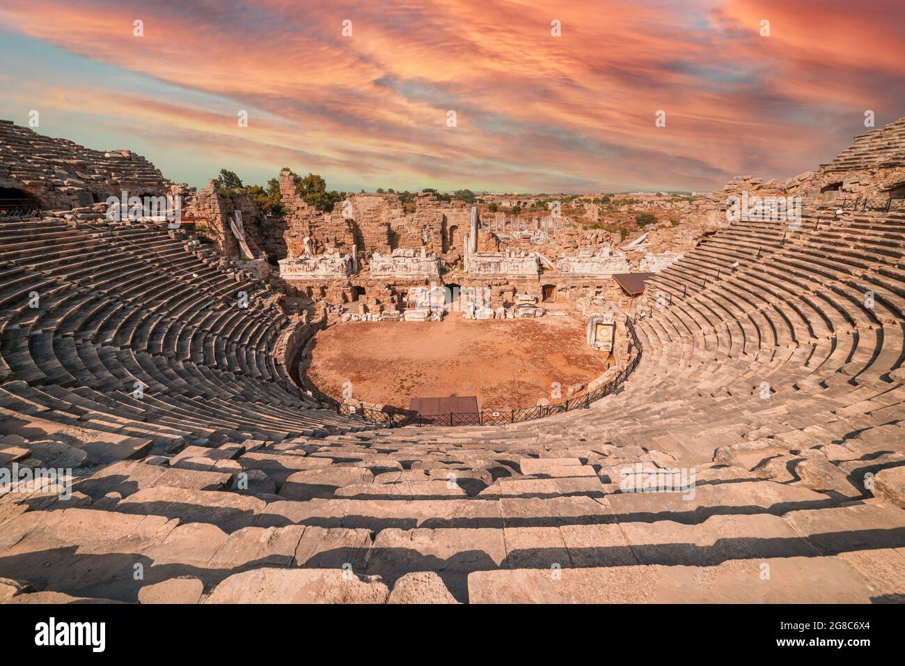 Ancient ruins and amphitheatre in Side Antalya, Turkey Stock Photo - Alamy