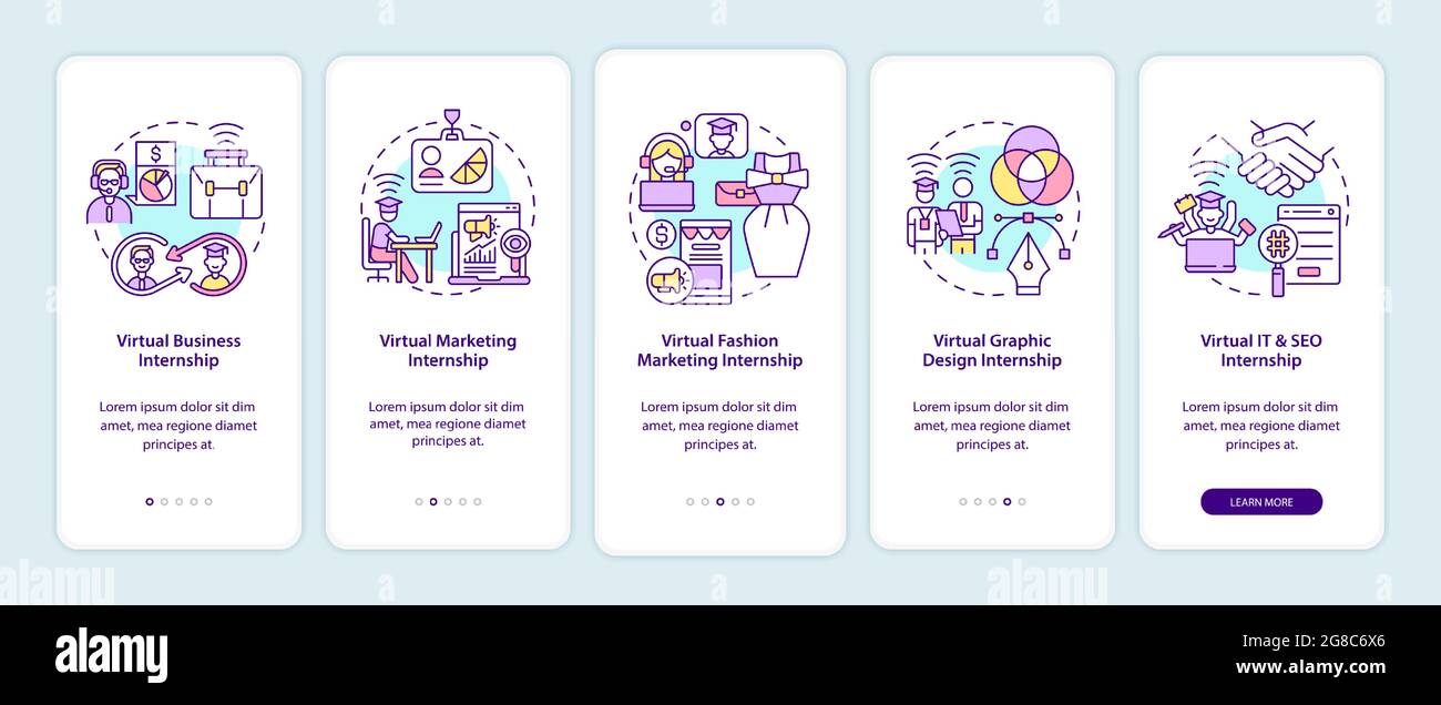 Top virtual internship areas onboarding mobile app page screen Stock Vector Image & Art - Alamy