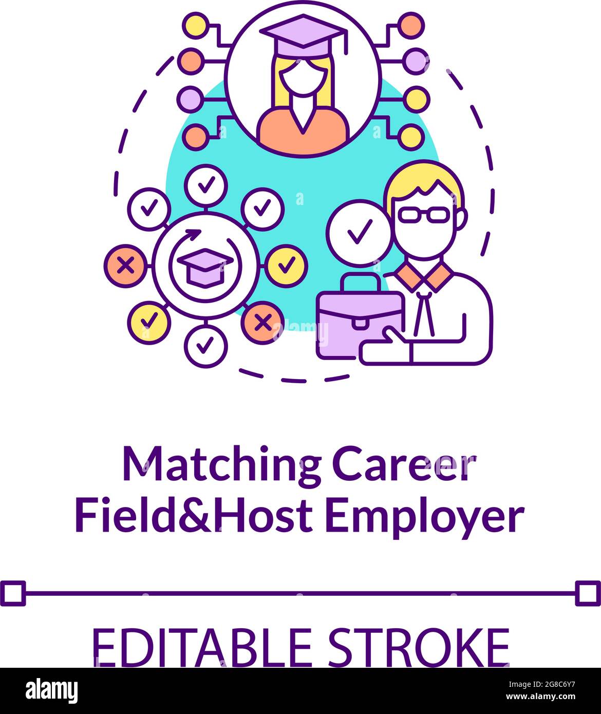 Matching career field and host employer concept icon Stock Vector Image ...