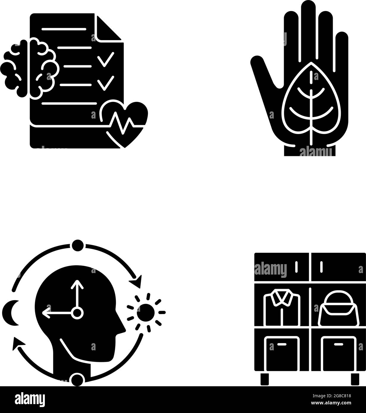 Positive progress in life black glyph icons set on white space Stock ...