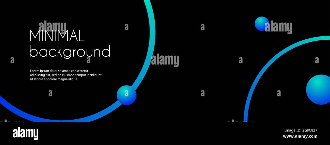 Abstract long vector banner. Black minimal cosmic background with ...