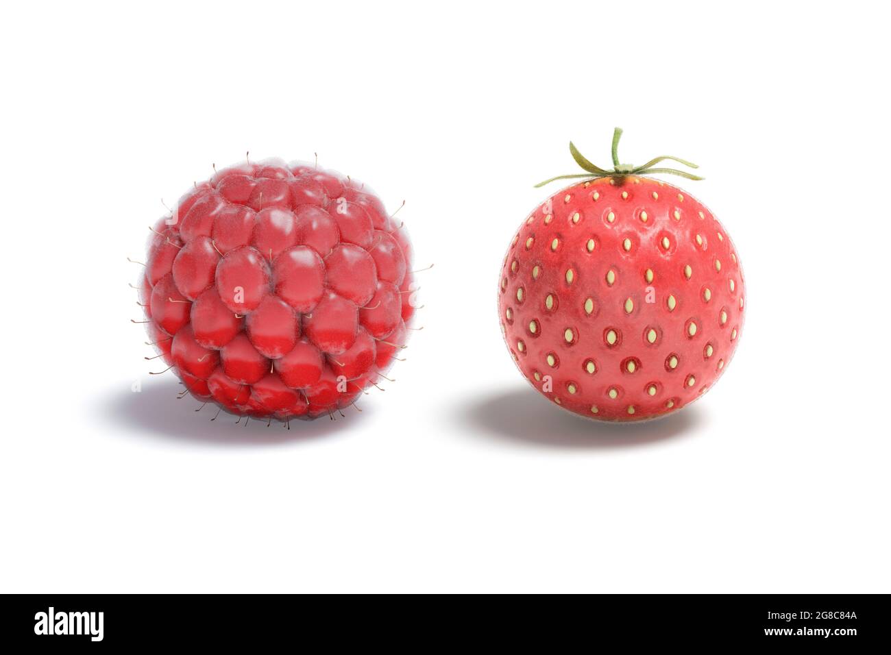 Blank raspberry and strawberry ball mockup, isolated, 3d rendering ...