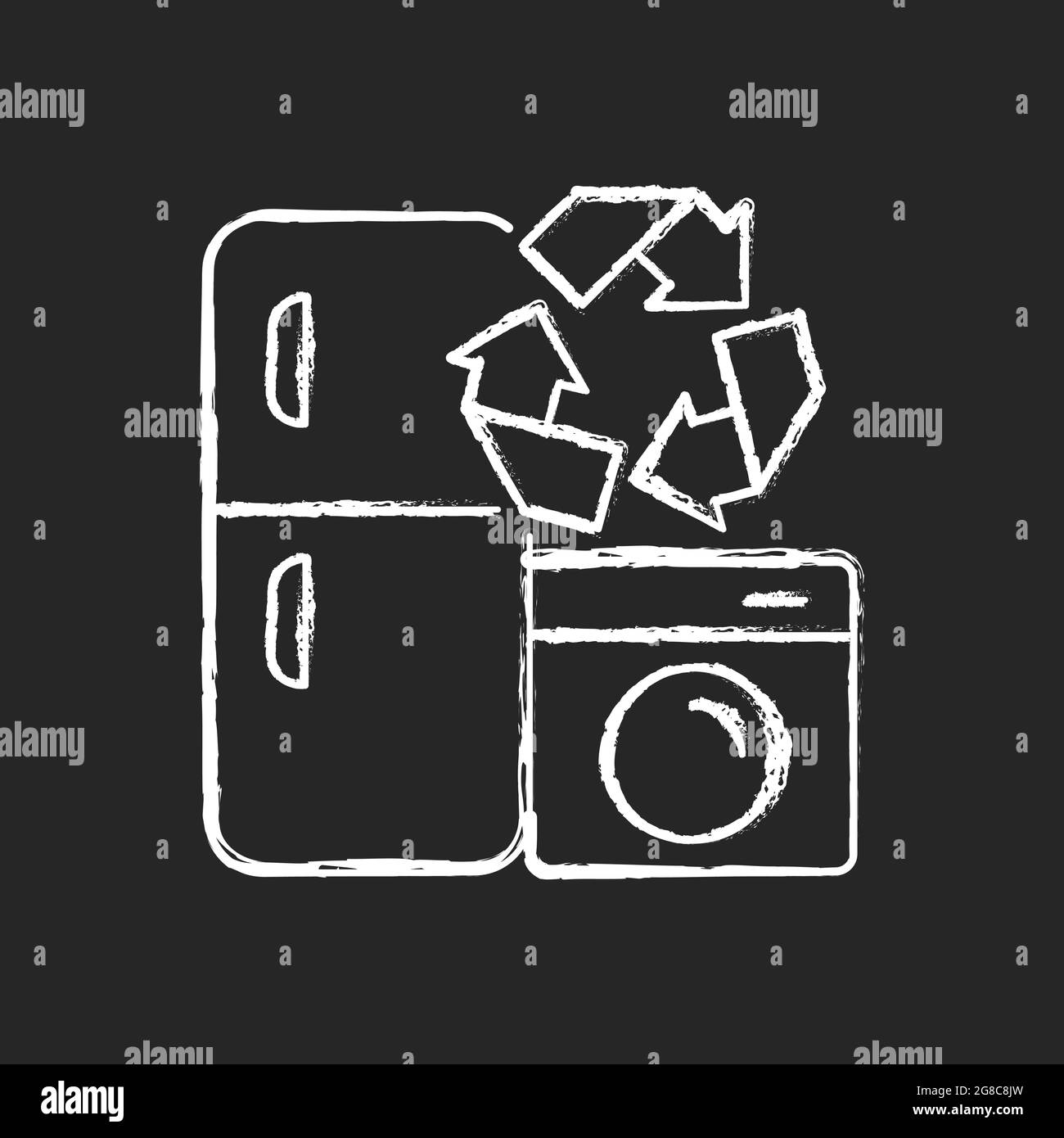 Appliance recycling program chalk white icon on dark background Stock ...
