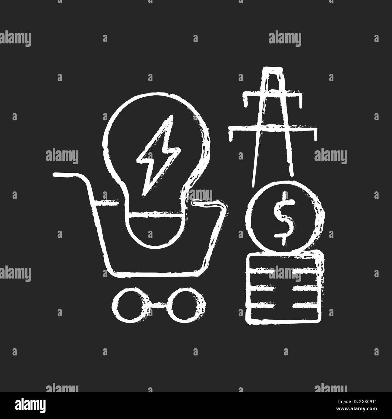 Electricity demand chalk white icon on dark background. Electrical ...