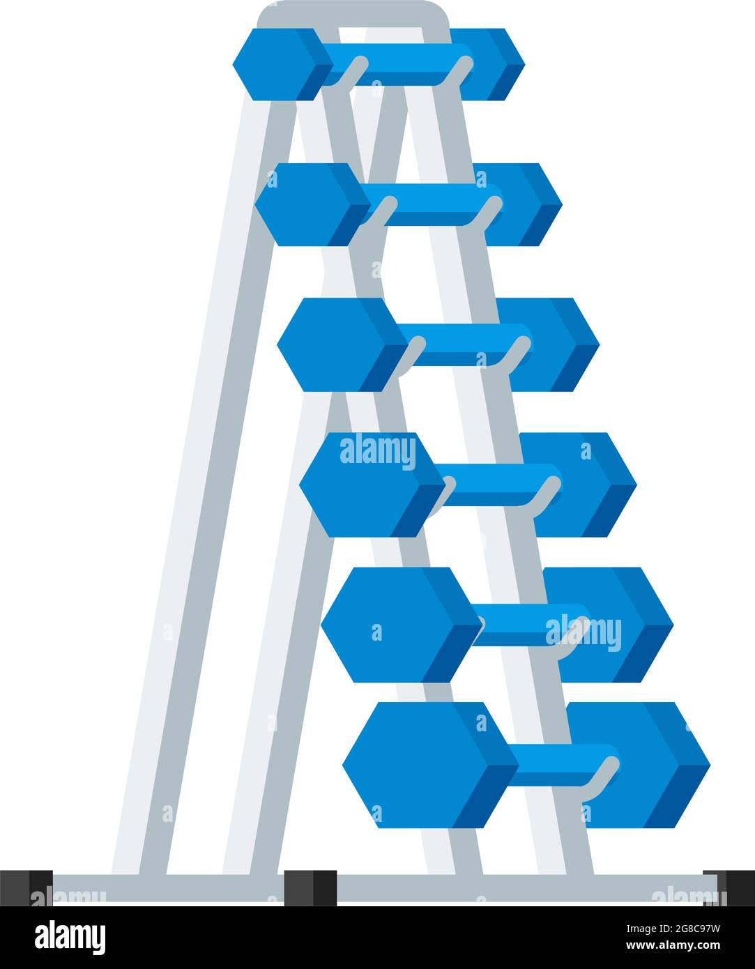Dumbbell stand, barbell rack isolated vector. Fitness gym kettle bell ...