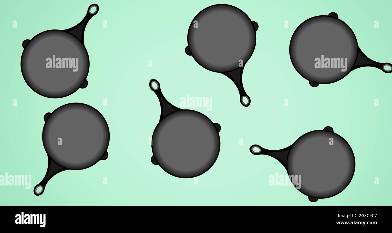 Composition of pan icons on green background Stock Photo - Alamy