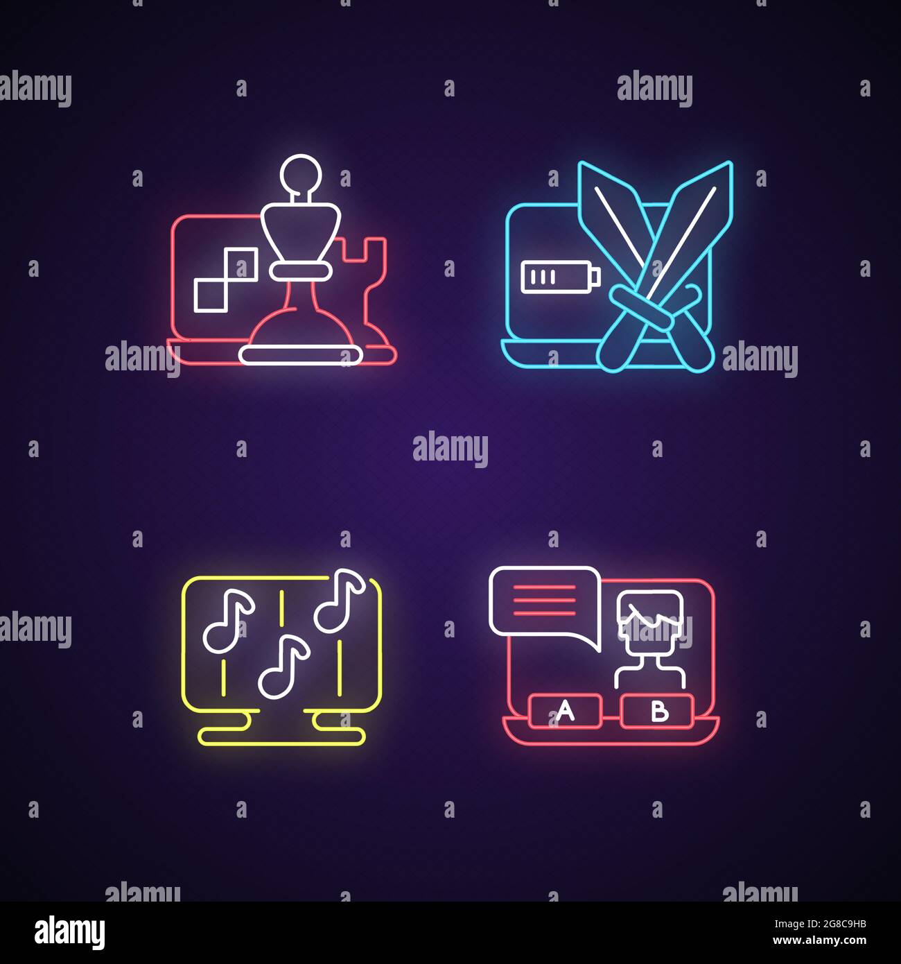 Competitive games types neon light icons set Stock Vector Image & Art ...