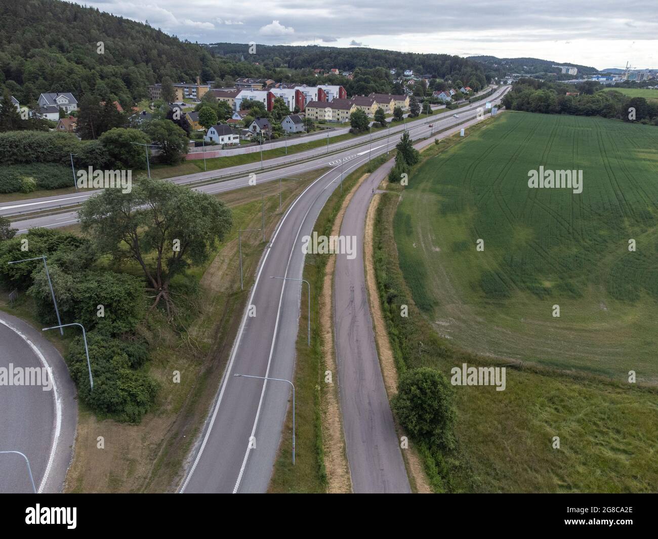 PARTI, SWEDEN - Jun 25, 2021: Aerial view of the outskirts of Partille ...