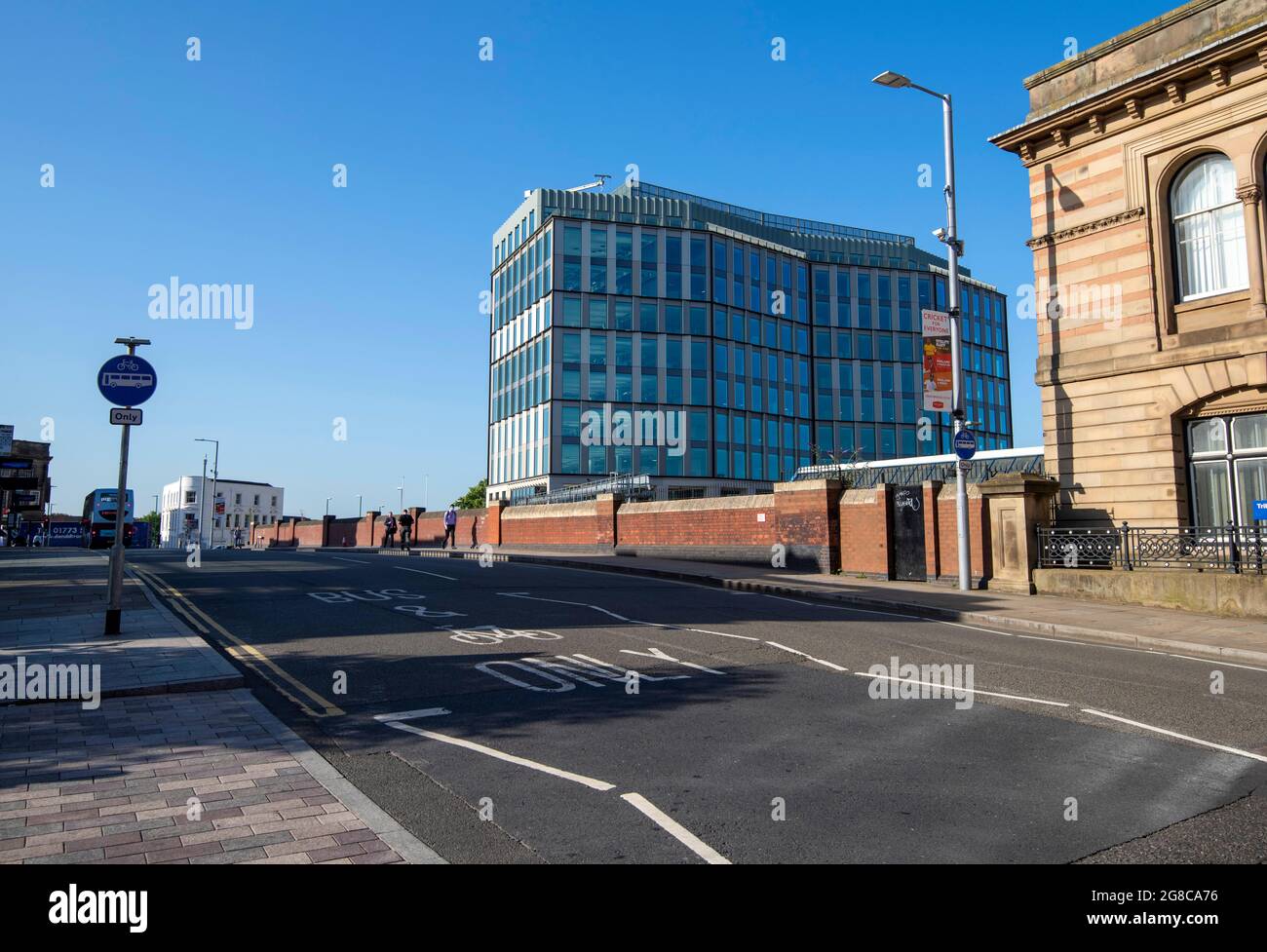 Summer morning on Carrington Street on the Southside of Nottingham City ...