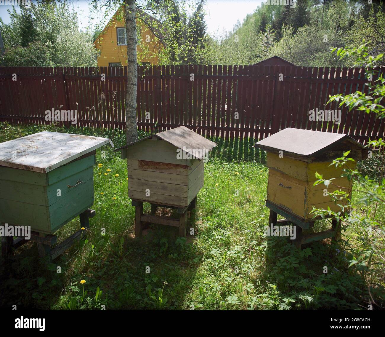 Bee fence with bee hives hi-res stock photography and images - Alamy