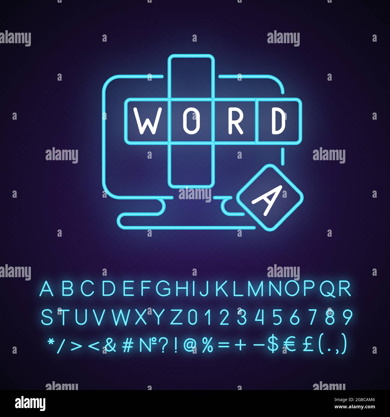 Online word games neon light icon Stock Vector Image & Art - Alamy