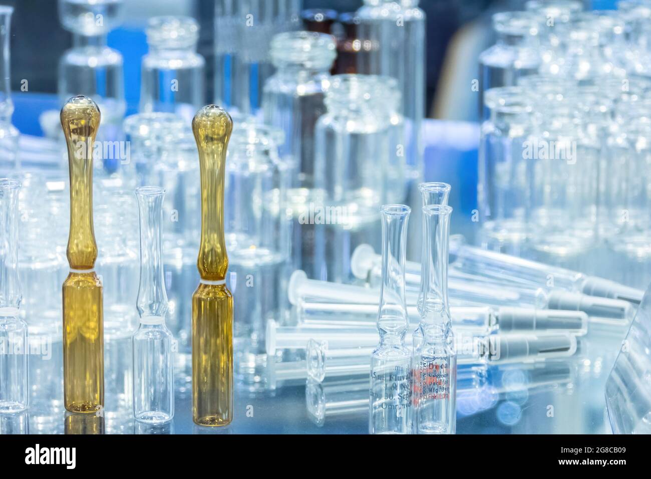 Medical containers made of clear and colored glass Stock Photo - Alamy