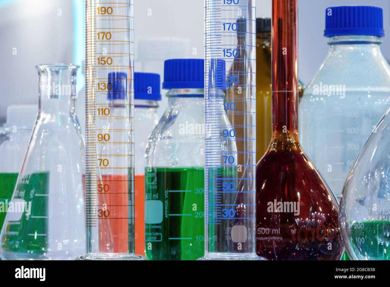 Laboratory glassware for chemicals on the Pharmtech Exhibition Stock ...