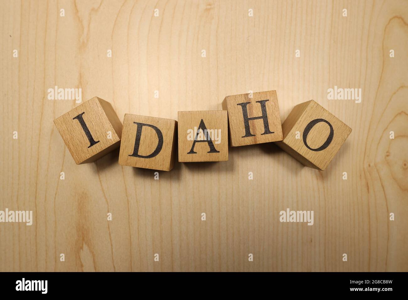 The word Idaho was created from wooden letter cubes. Cities and words ...