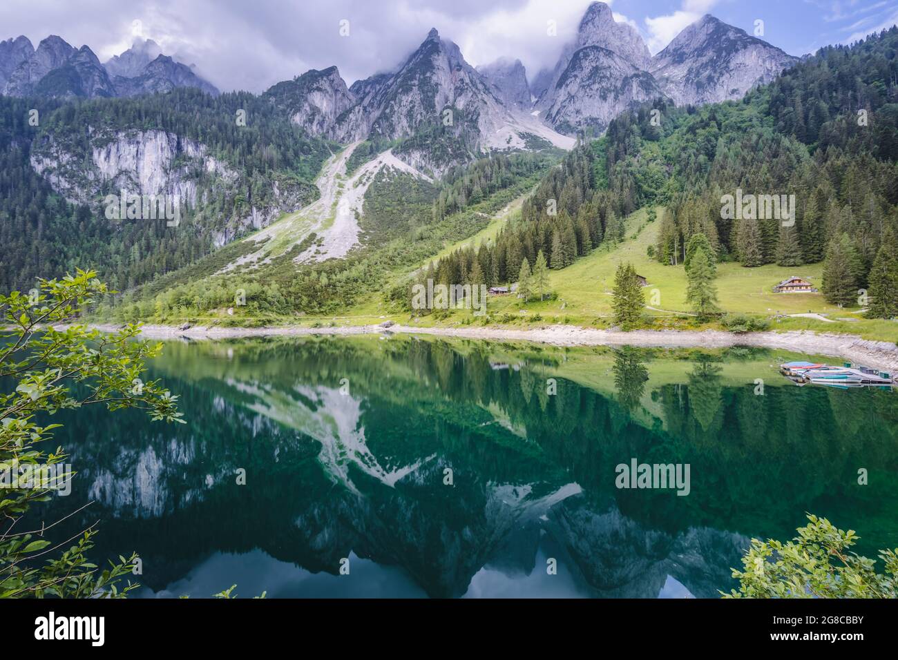 Beautiful mountain gosau lake and dachstein peaks hi-res stock ...
