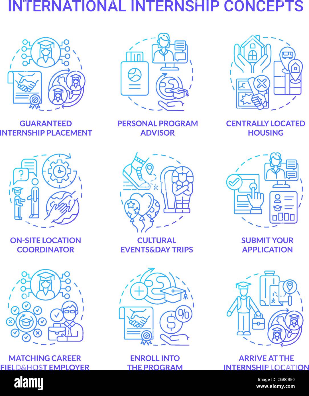 International internship concept icons set Stock Vector Image & Art - Alamy