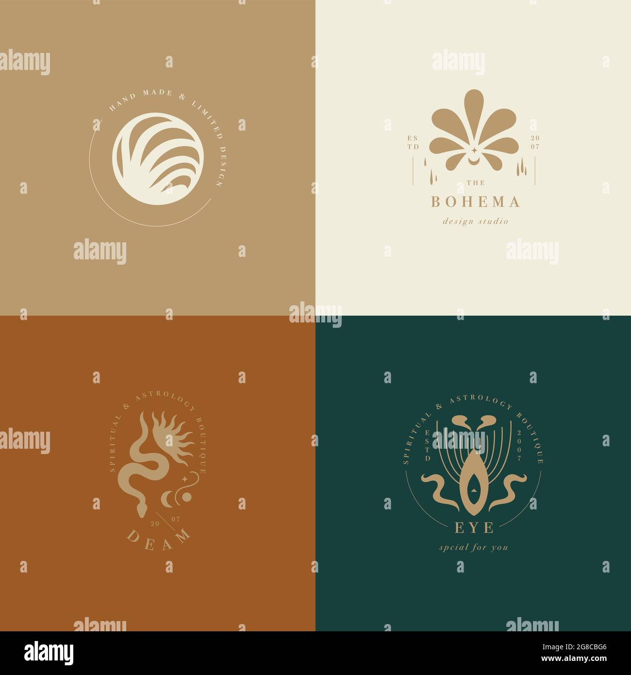 Vector design linear template logos or emblems - mystery boho style ...