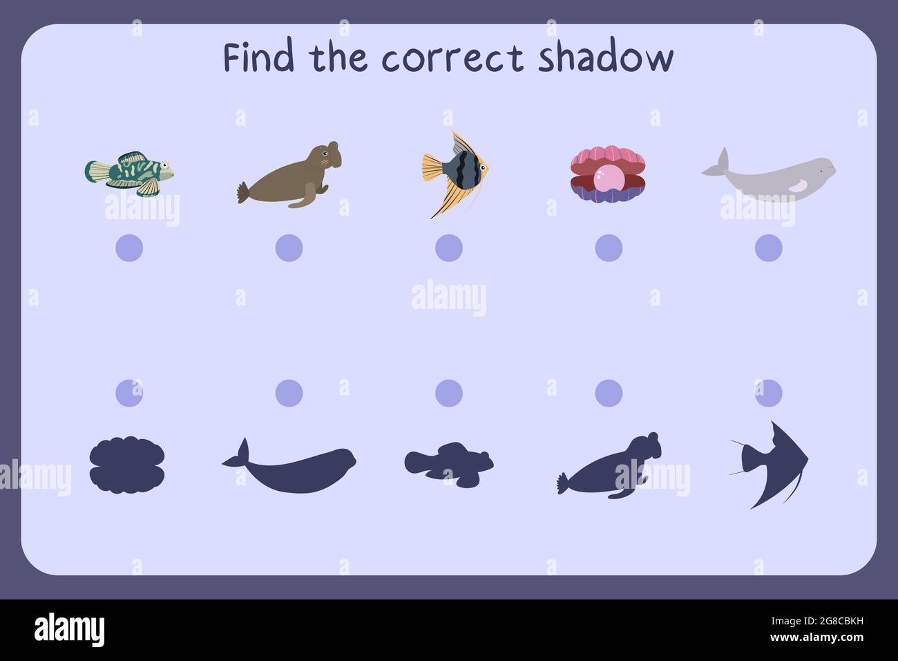 Matching children educational game with sea animals - mandarin fish ...