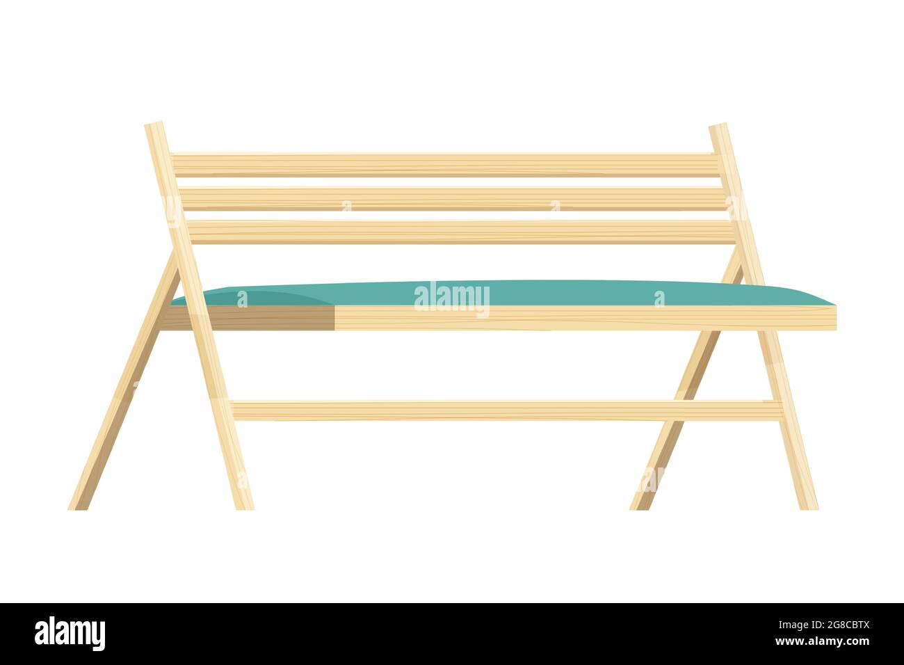 Wooden comfortable bench, garden furniture in cartoon style isolated on ...