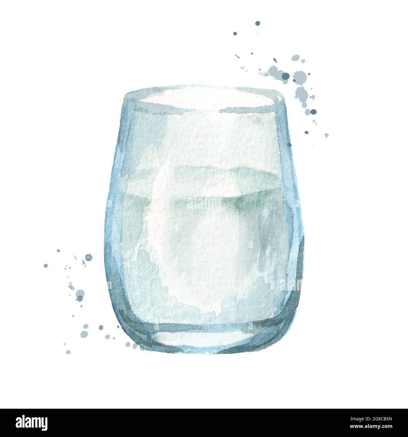 Glass of water. Hand drawn watercolor illustration Stock Photo - Alamy