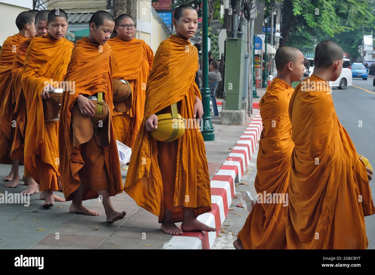 Buddhist novice monks belonging to Wat Mahathat, during their ...