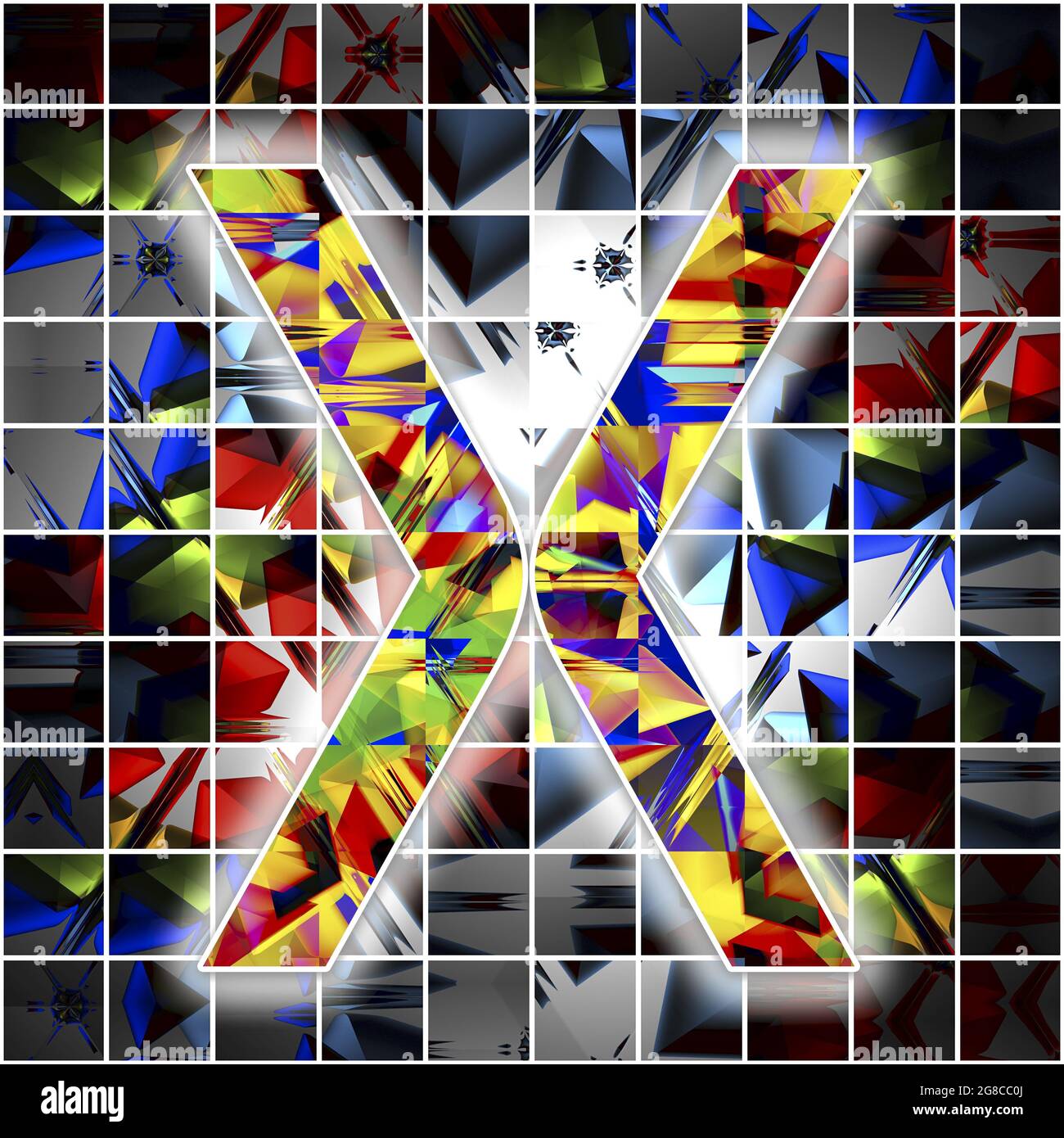 Monogram of uppercase character X with kaleidoscope pattern Stock Photo - Alamy