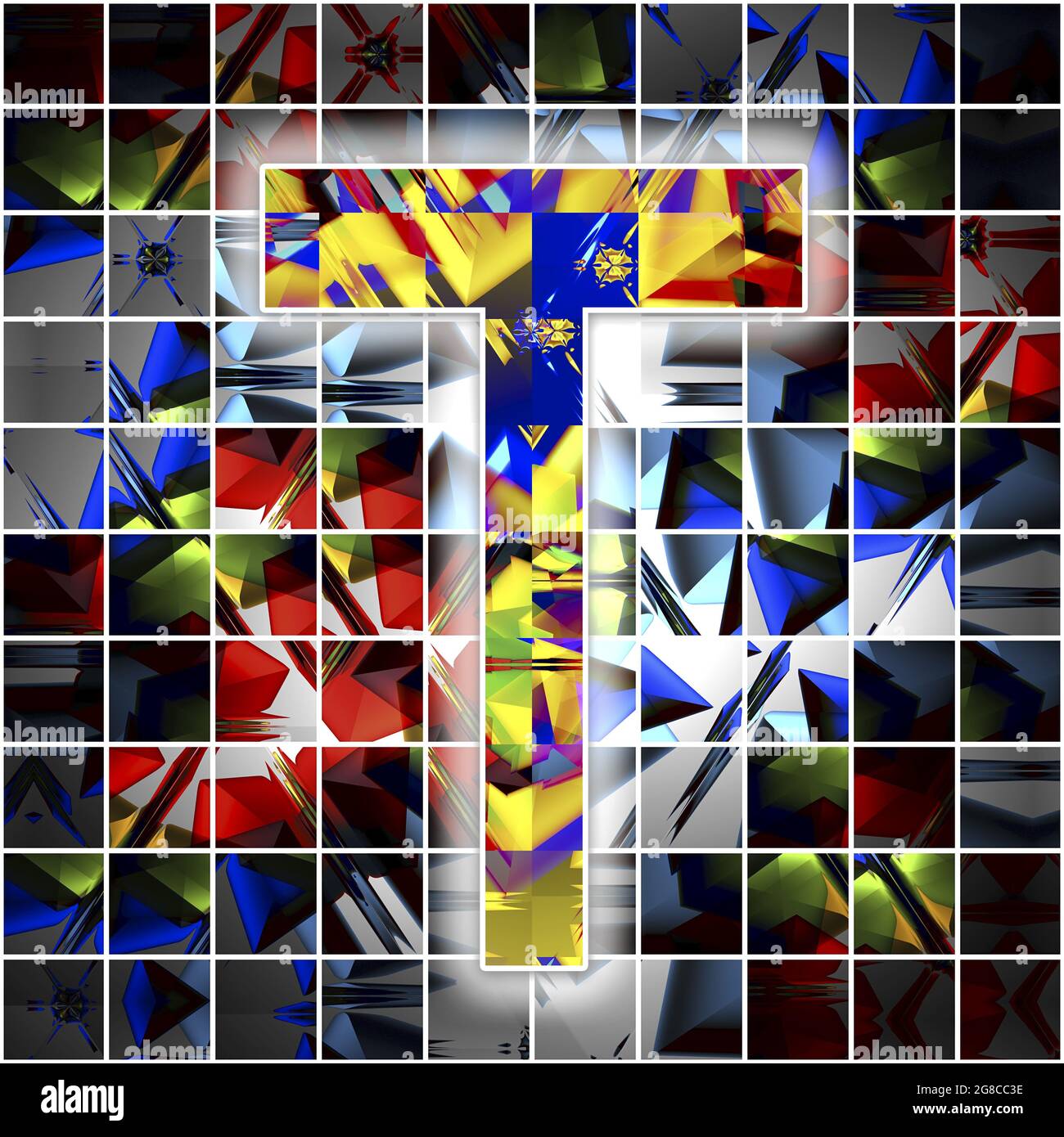 Monogram of uppercase character T with kaleidoscope pattern Stock Photo - Alamy