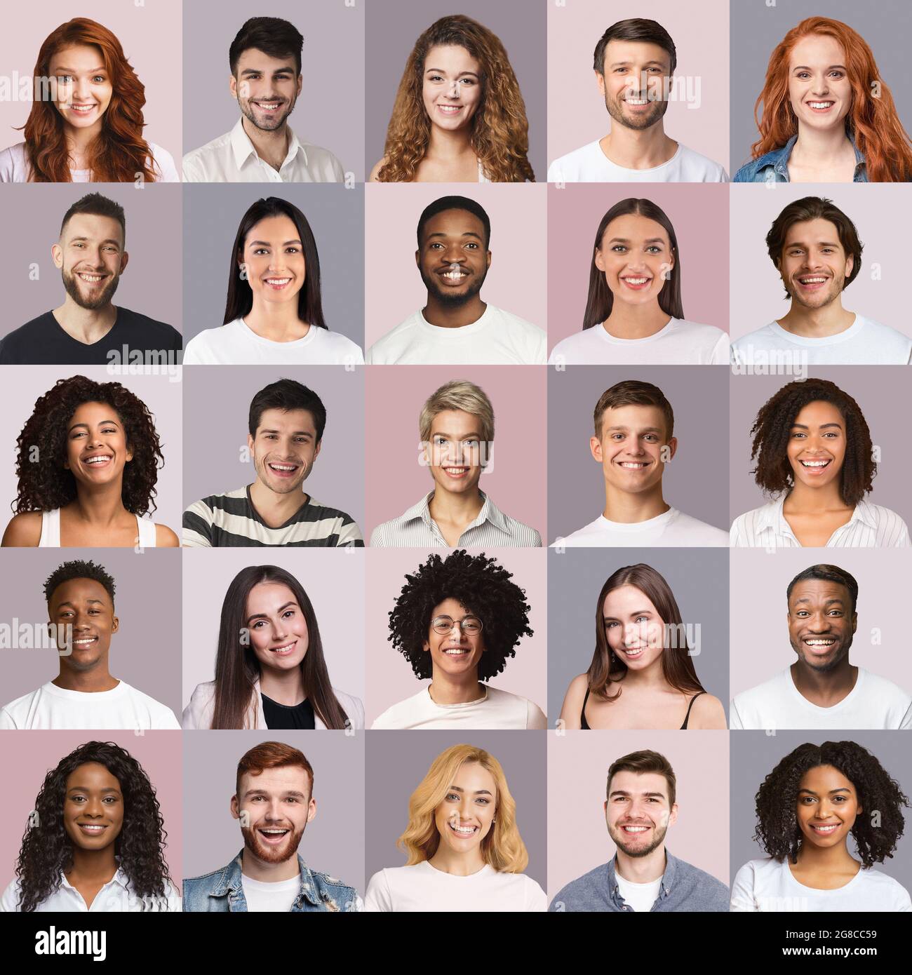 Successful multiracial people cheerfully smiling, collection of photos ...