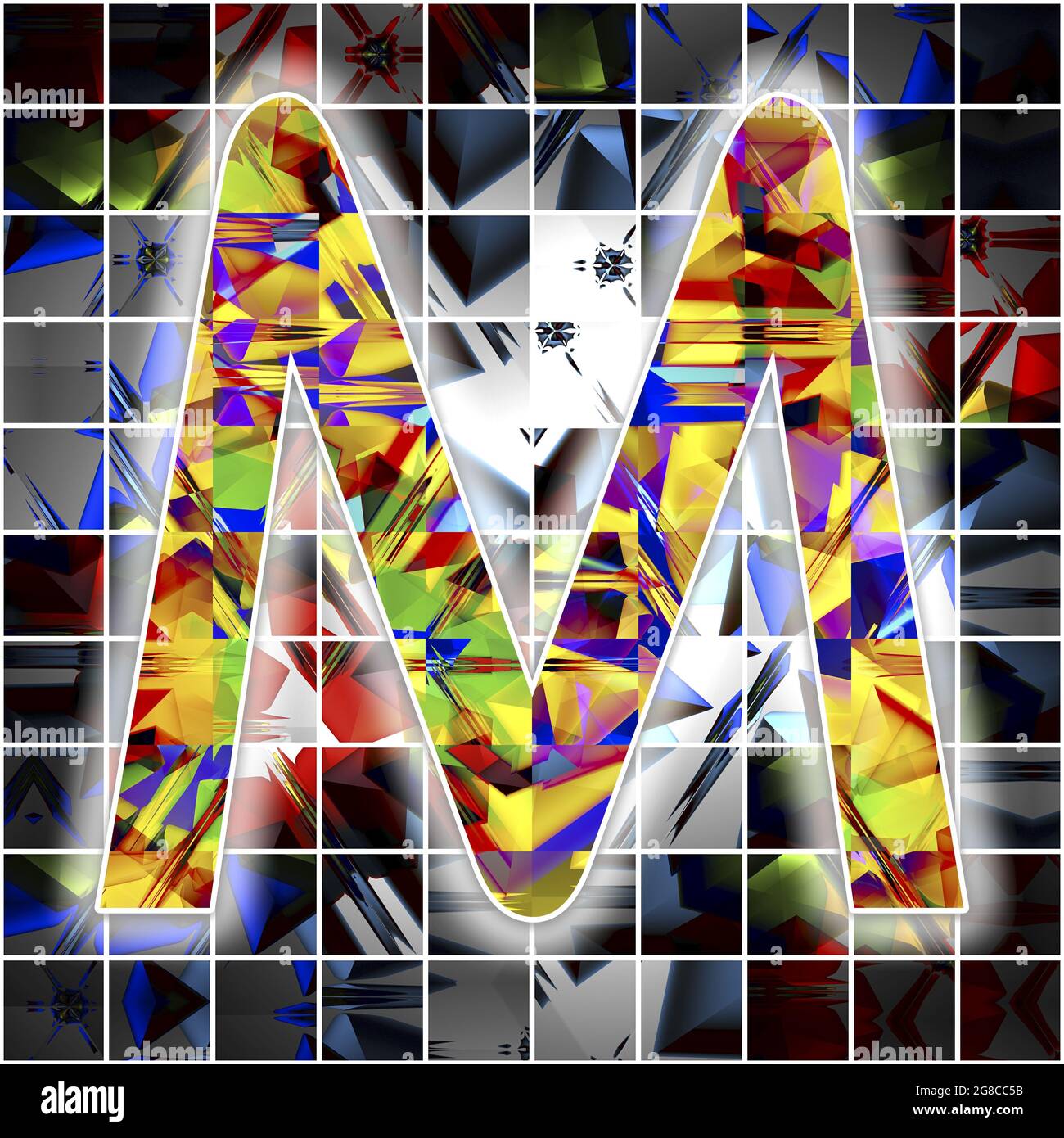 Monogram of uppercase character M with kaleidoscope pattern Stock Photo - Alamy