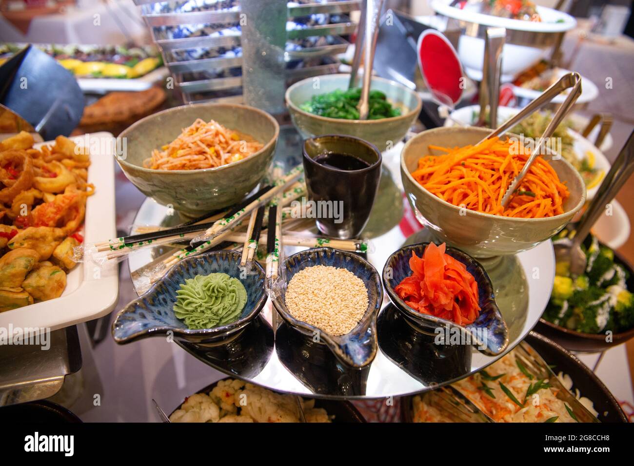 dishes in the restaurant on the table in business lunch Stock Photo - Alamy