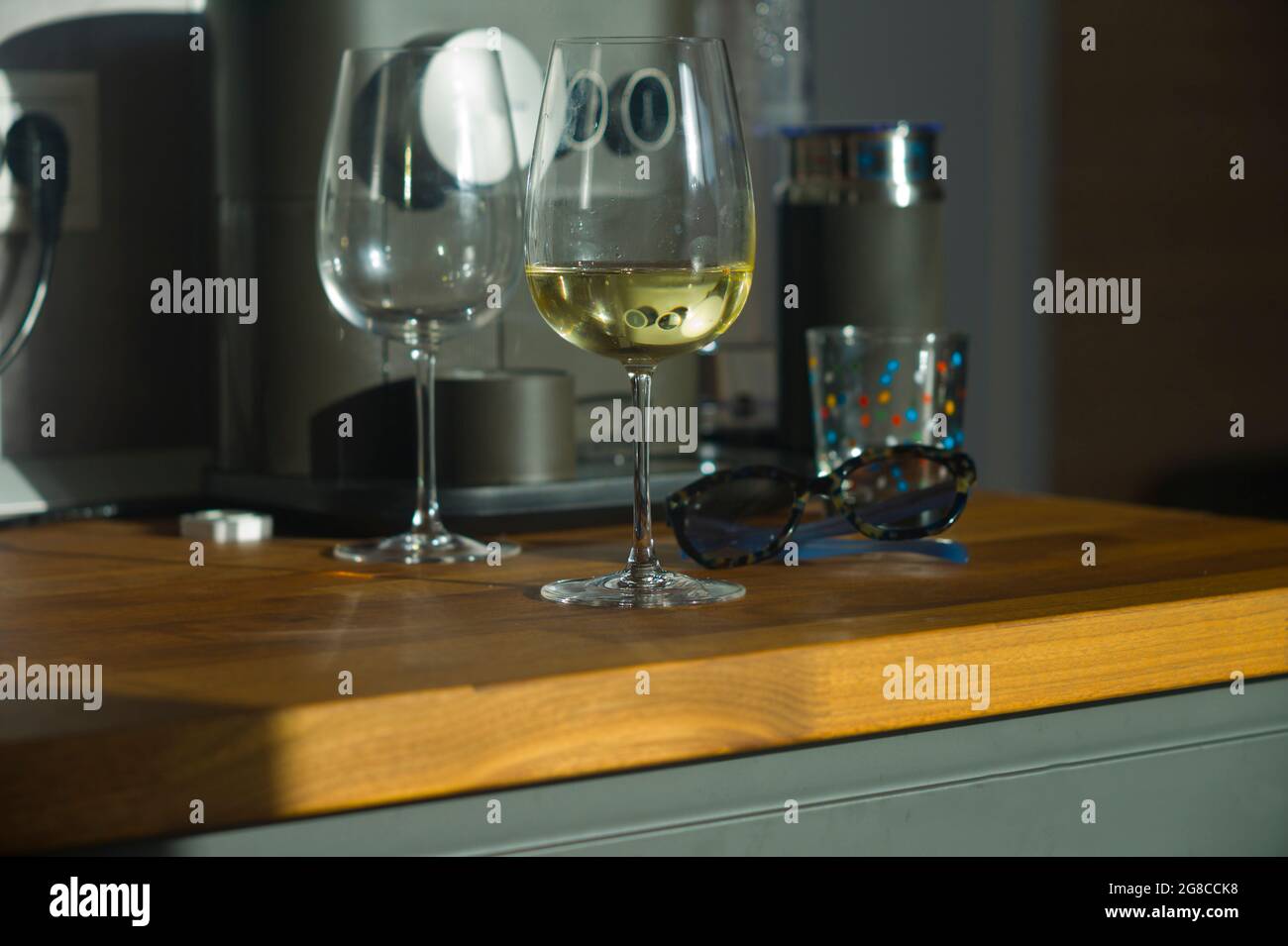 Still life of a morning alcohol drink in glasses, shallow DOF Stock ...