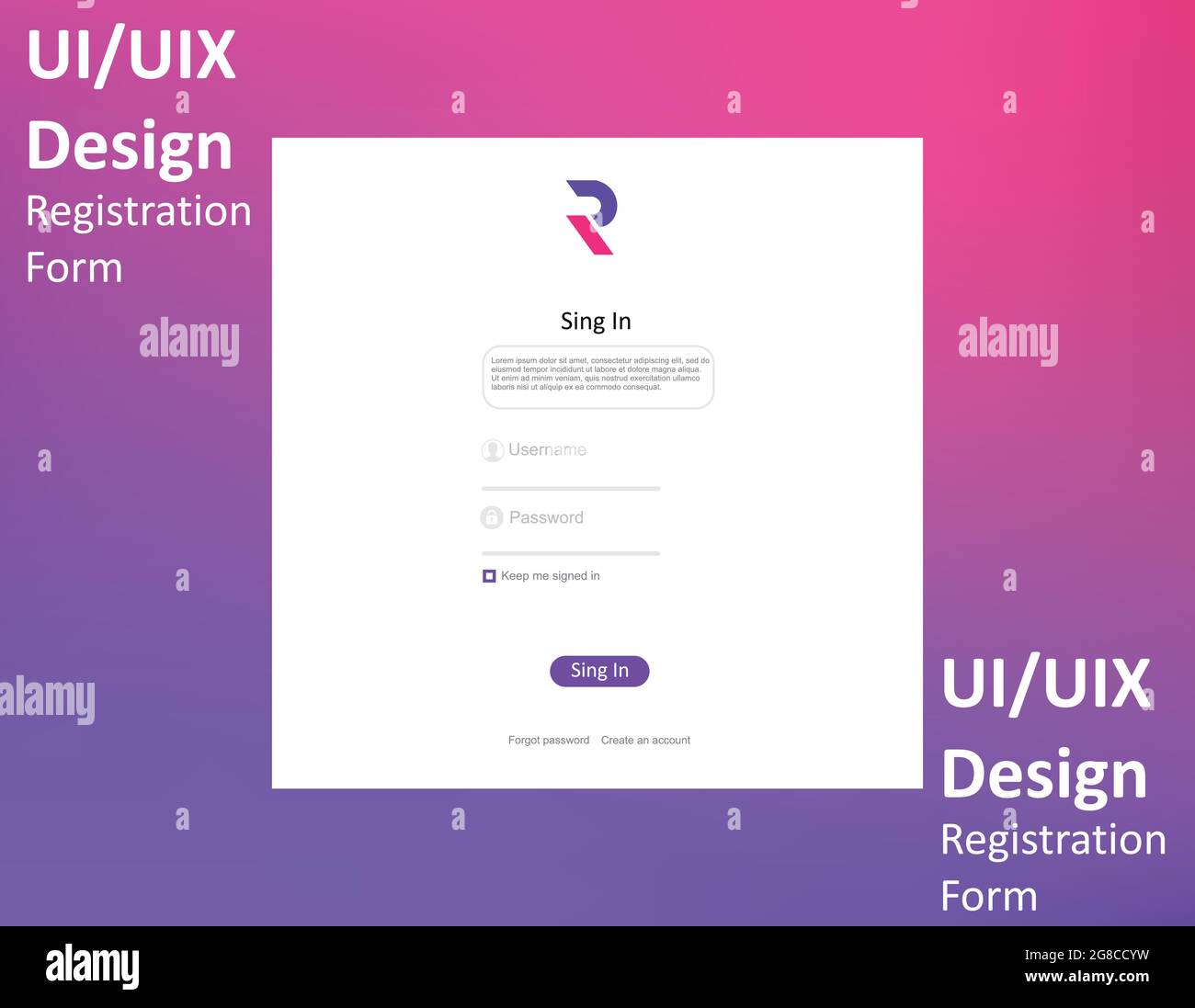Set of Sign Up and Sign In forms. Registration and login forms page ...