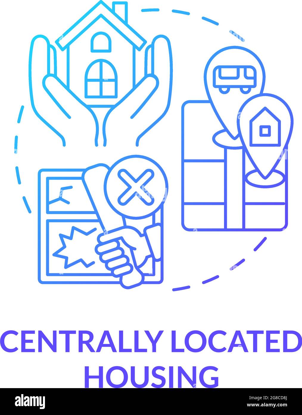 Centrally located housing concept icon Stock Vector Image & Art - Alamy