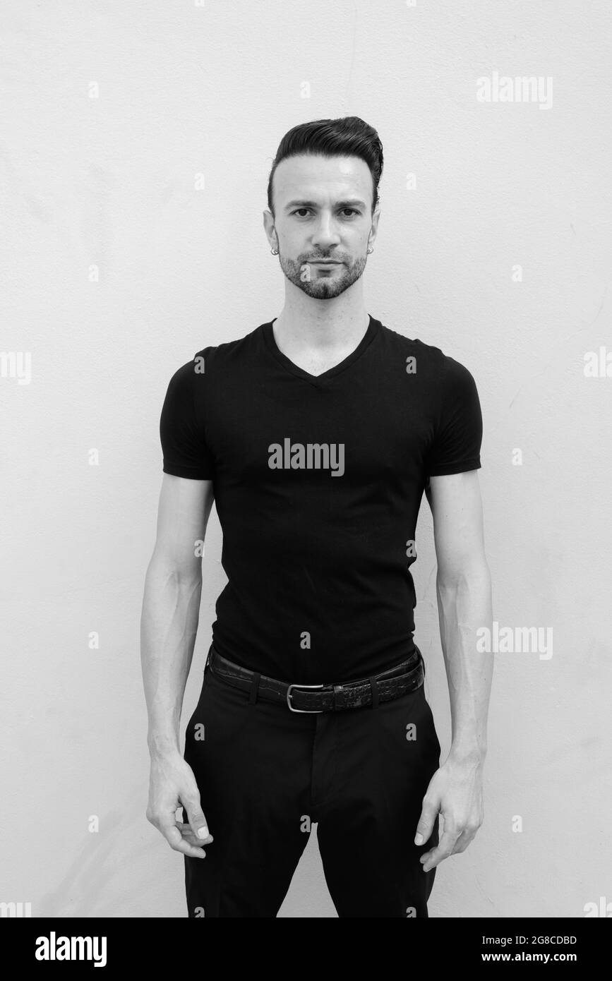 Black and white portrait of handsome Italian man Stock Photo - Alamy