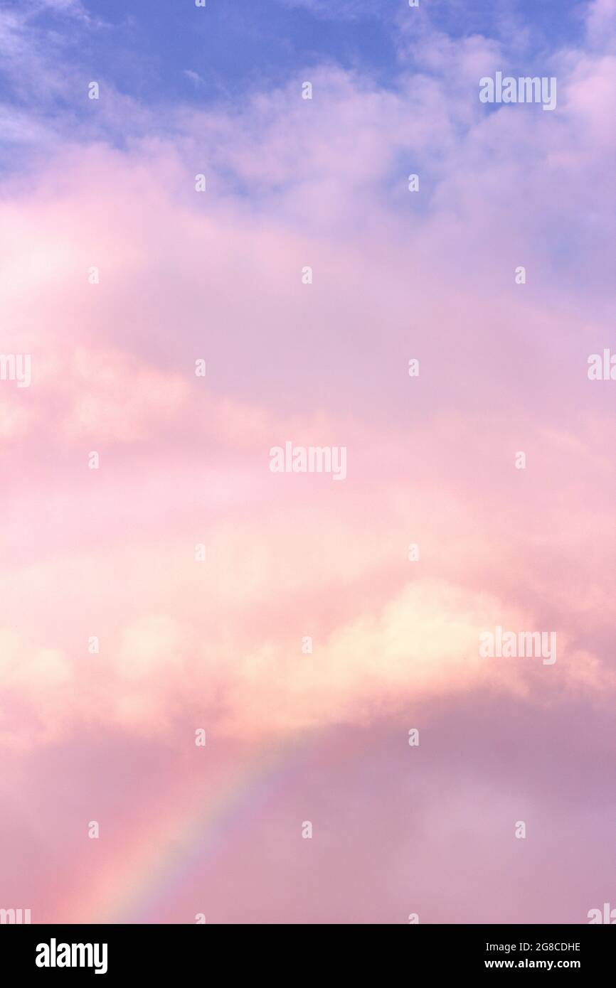 divine sky rainbow clouds pink sunset seventh heaven high.concept ...