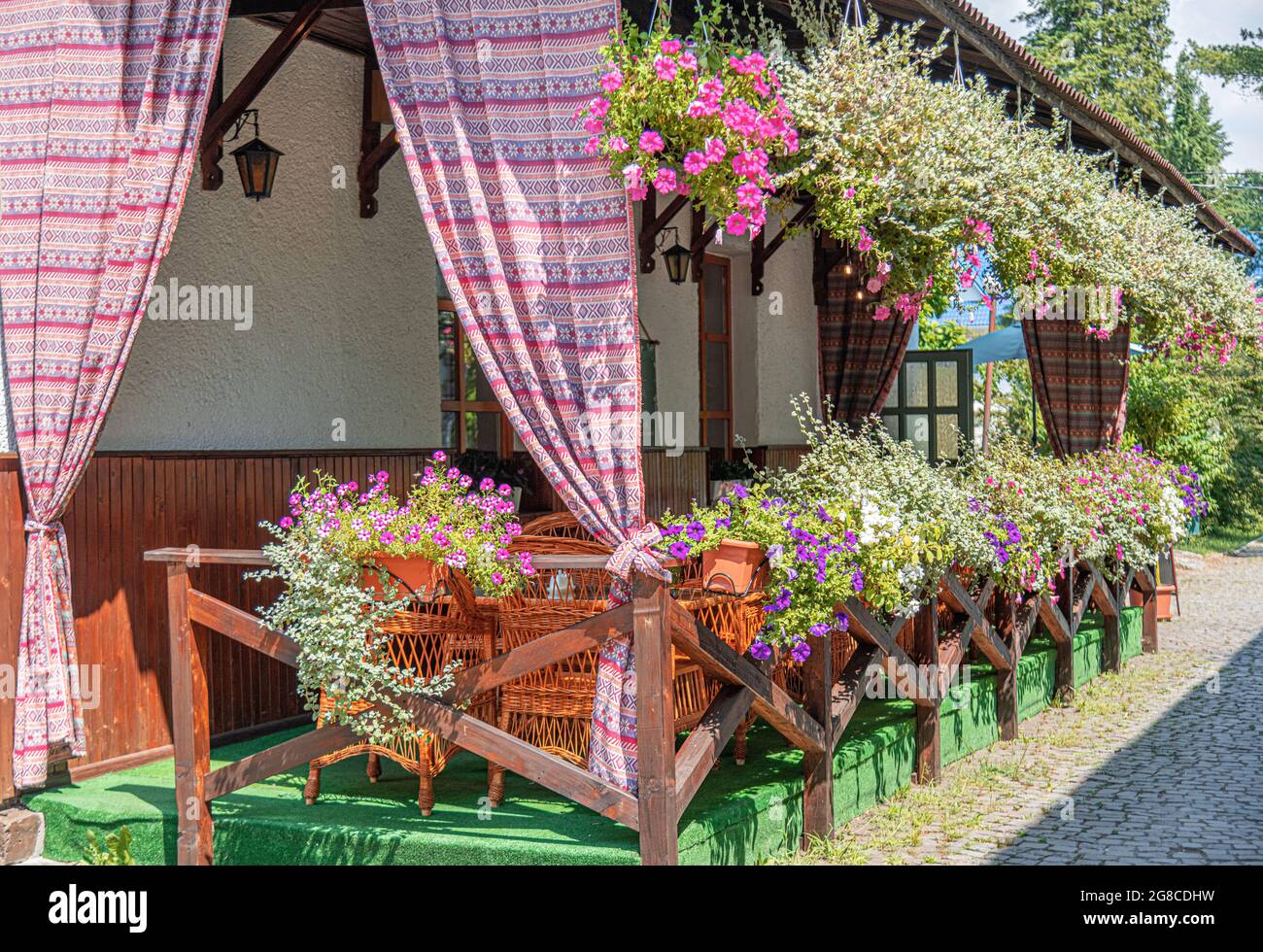 Restaurant terrace in national style Stock Photo - Alamy