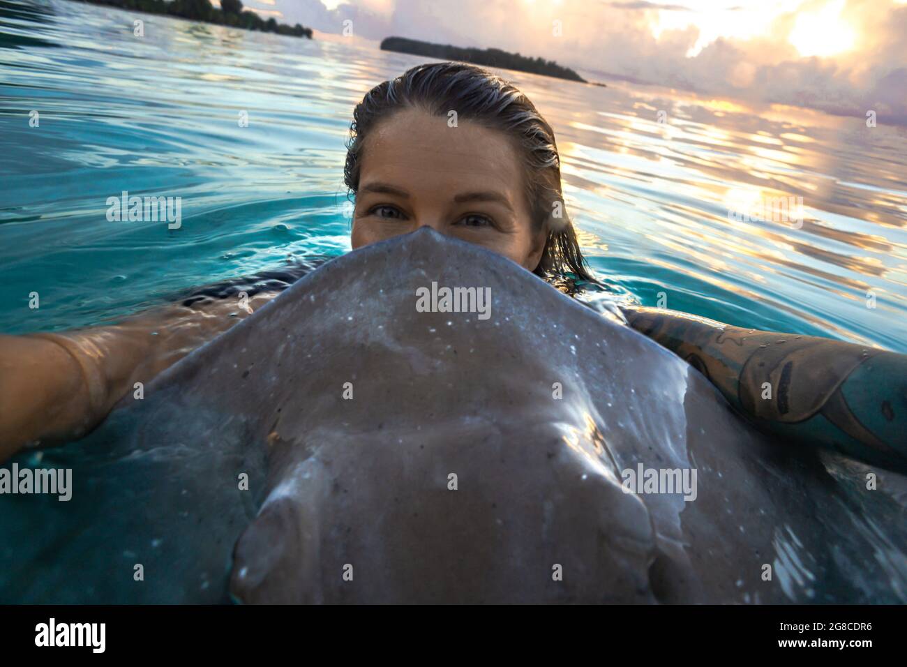A stingray got up close and personal. MOOREA, FRENCH POLYNESIA: In one ...