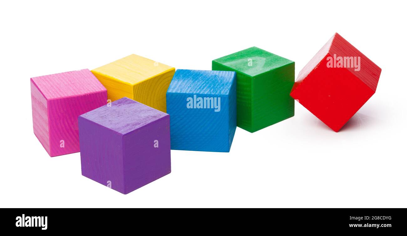 Wooden building blocks isolated on white background Stock Photo - Alamy