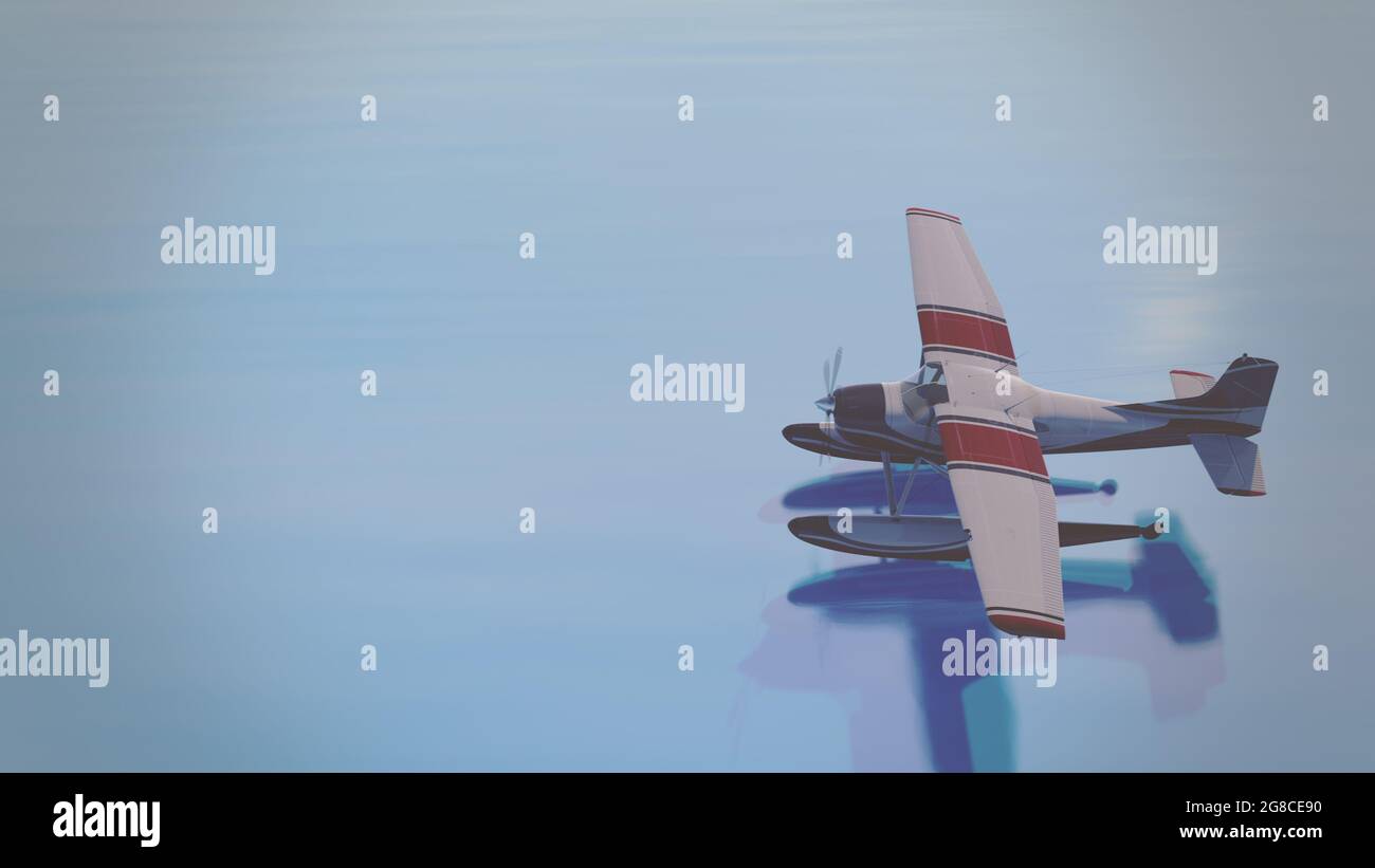 Retro seaplane. 3D render. A plane flying over water Stock Photo - Alamy