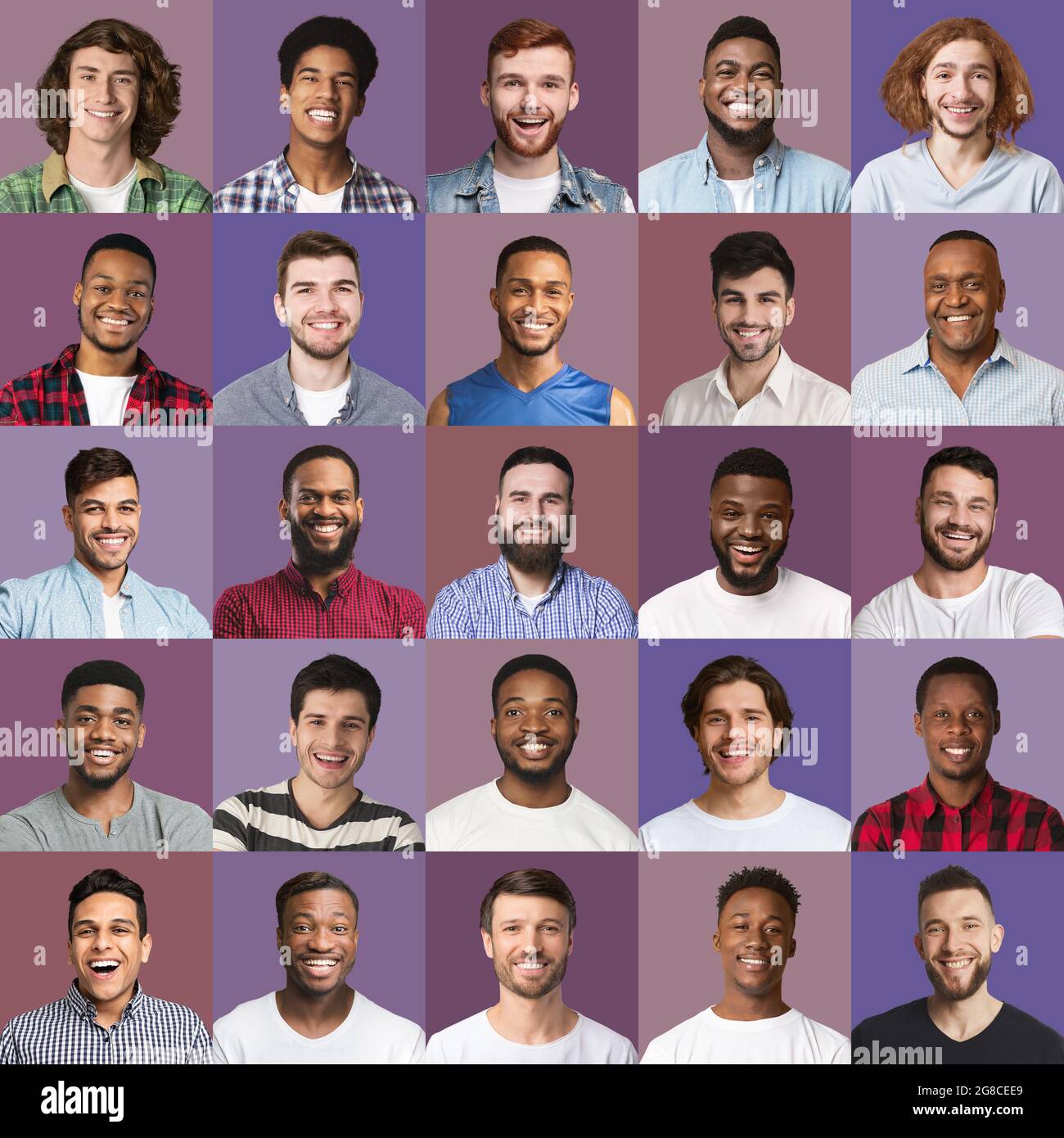 Set with handsome men portraits on colorful backgrounds Stock Photo - Alamy
