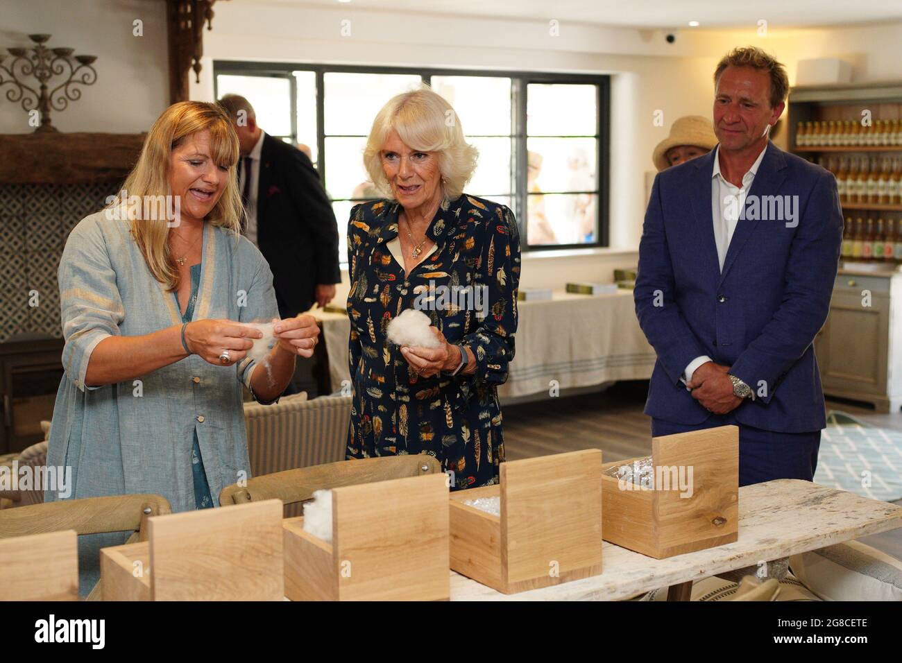 The Duchess of Cornwall meeting owners Tasha and Barney Green during a ...