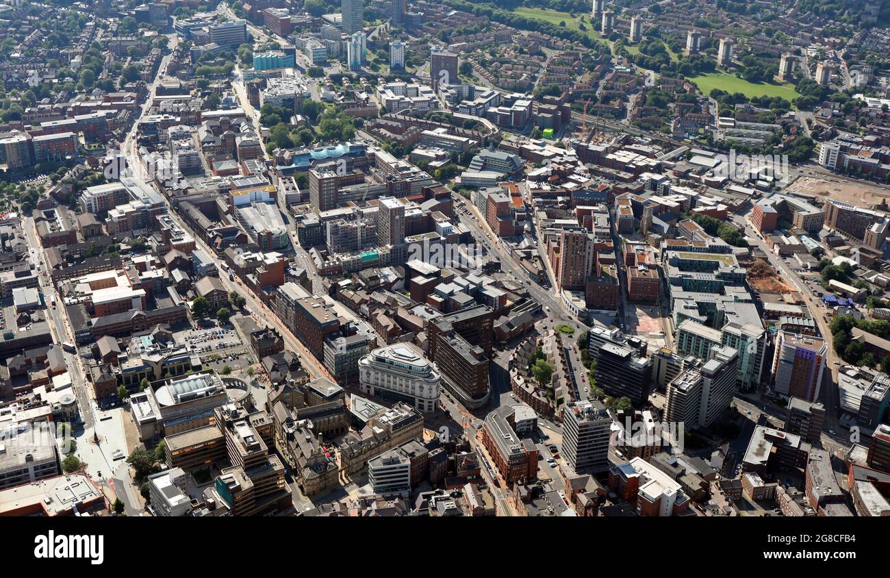 aerial view of Sheffield city centre from the north east looking west ...