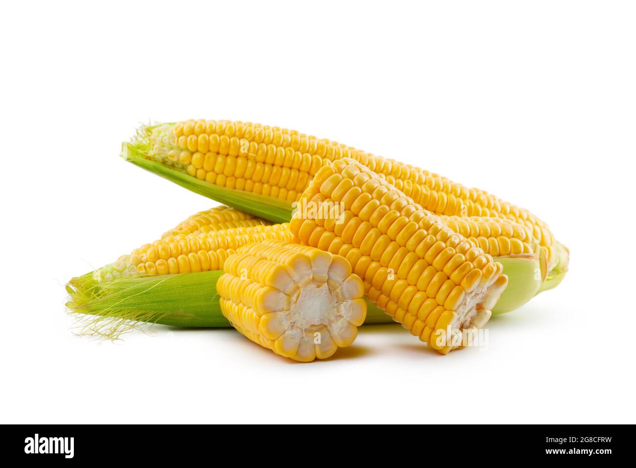 Corn on a white background Stock Photo - Alamy