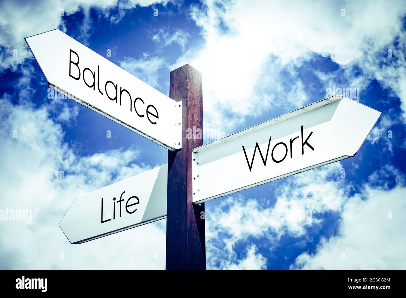 Work, life, balance concept - signpost with three arrows Stock Photo ...