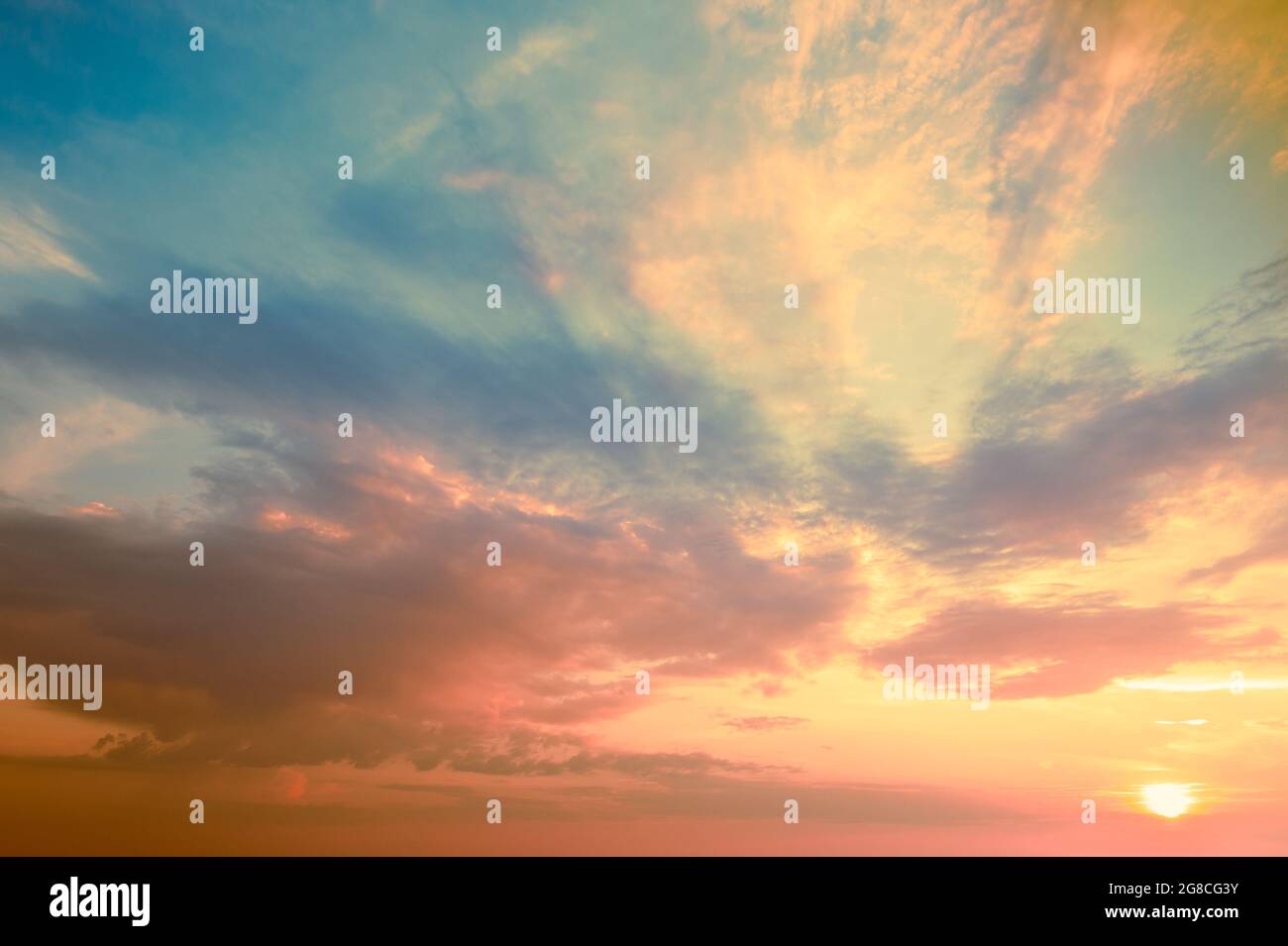 Colorful cloudy sky at sunset. Gradient color. Sky texture. Abstract ...