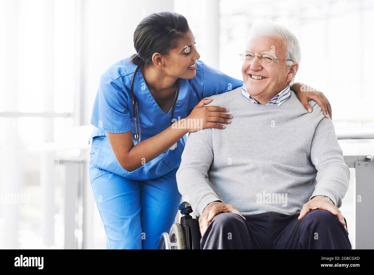 She is happy when her patients are happy Stock Photo - Alamy