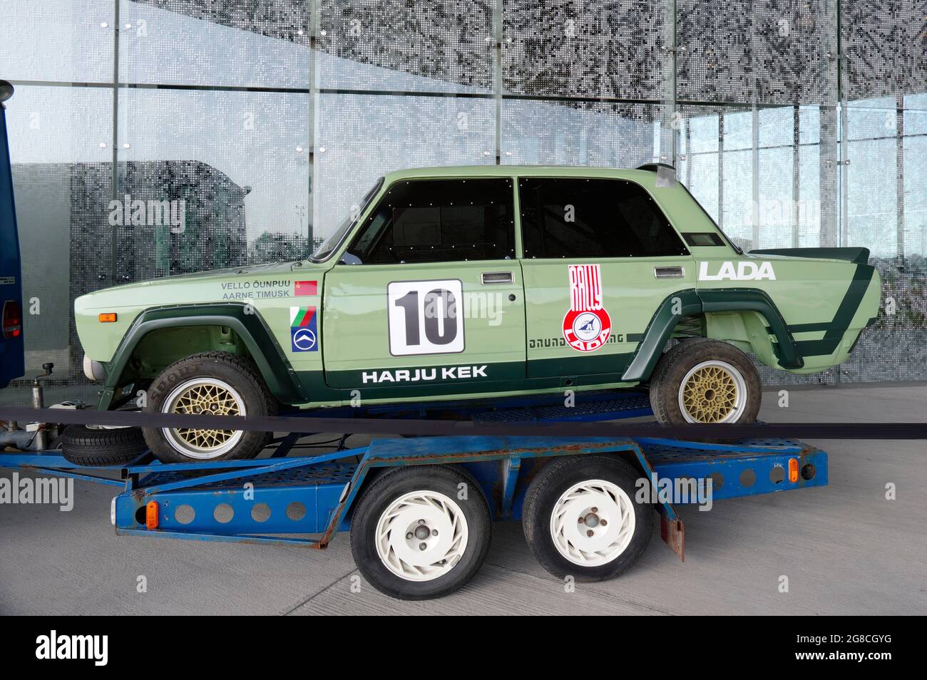 Soviet era rally car as a museum exhibit at the Estonian National ...
