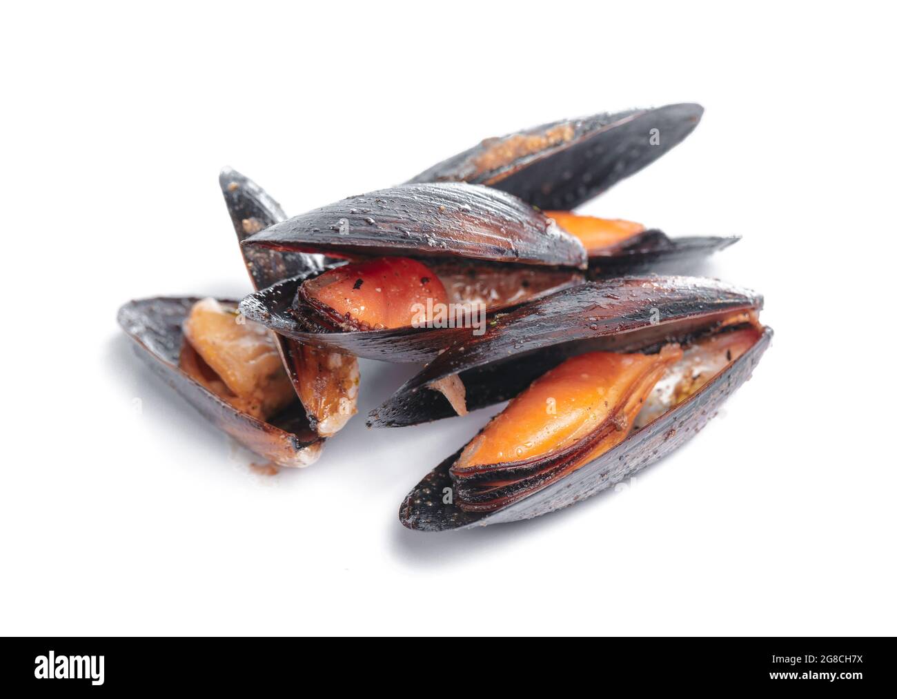 Top view of cooked seafood isolated on white background Stock Photo - Alamy