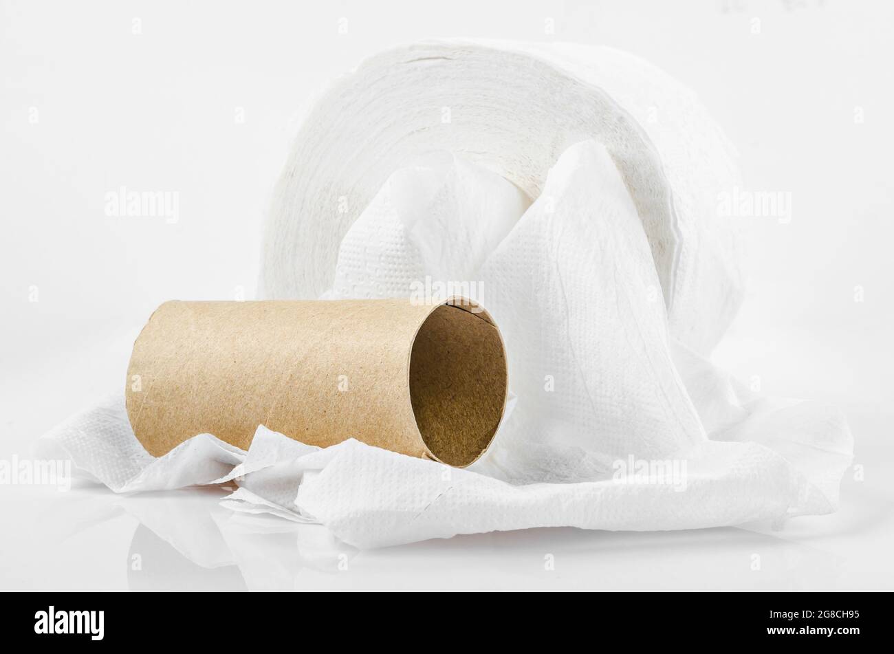 Tissue paper rolls on white background Stock Photo - Alamy